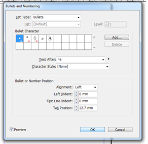 InDesign - How to change the bullet character on bulleted paragraphs ...