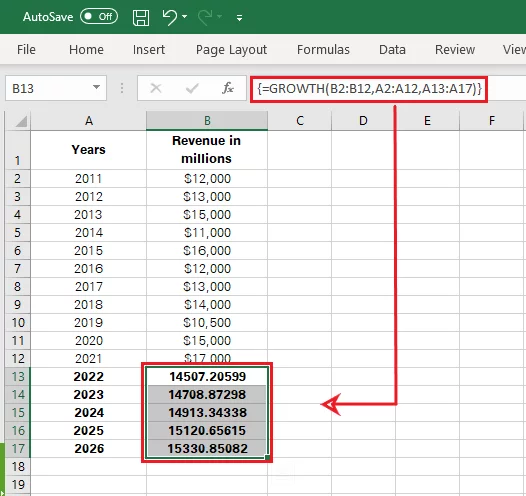 Using the GROWTH Function in Excel - Acuity Training