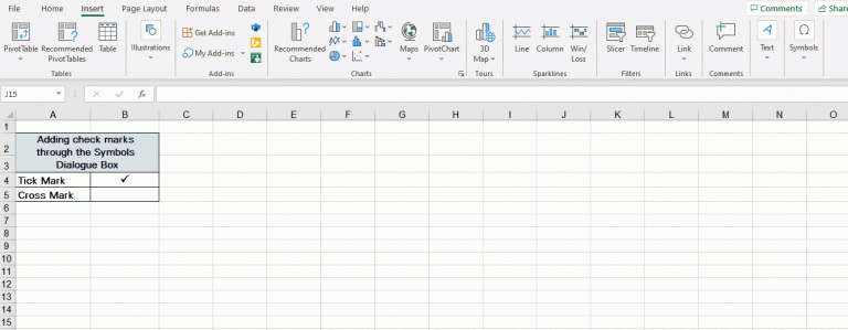 Inserting A Check Mark (Tick ) Symbol in Excel - Acuity Training