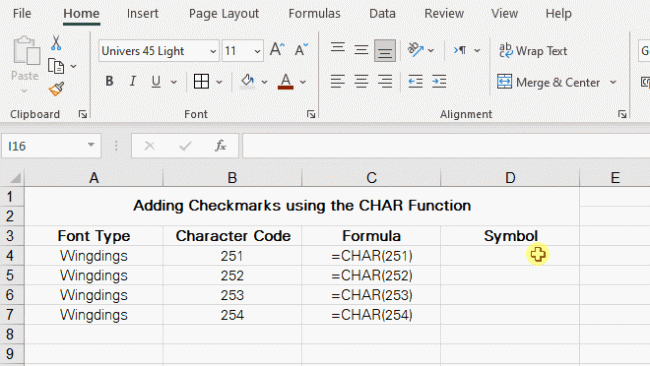 Inserting A Check Mark (Tick ) Symbol in Excel - Acuity Training